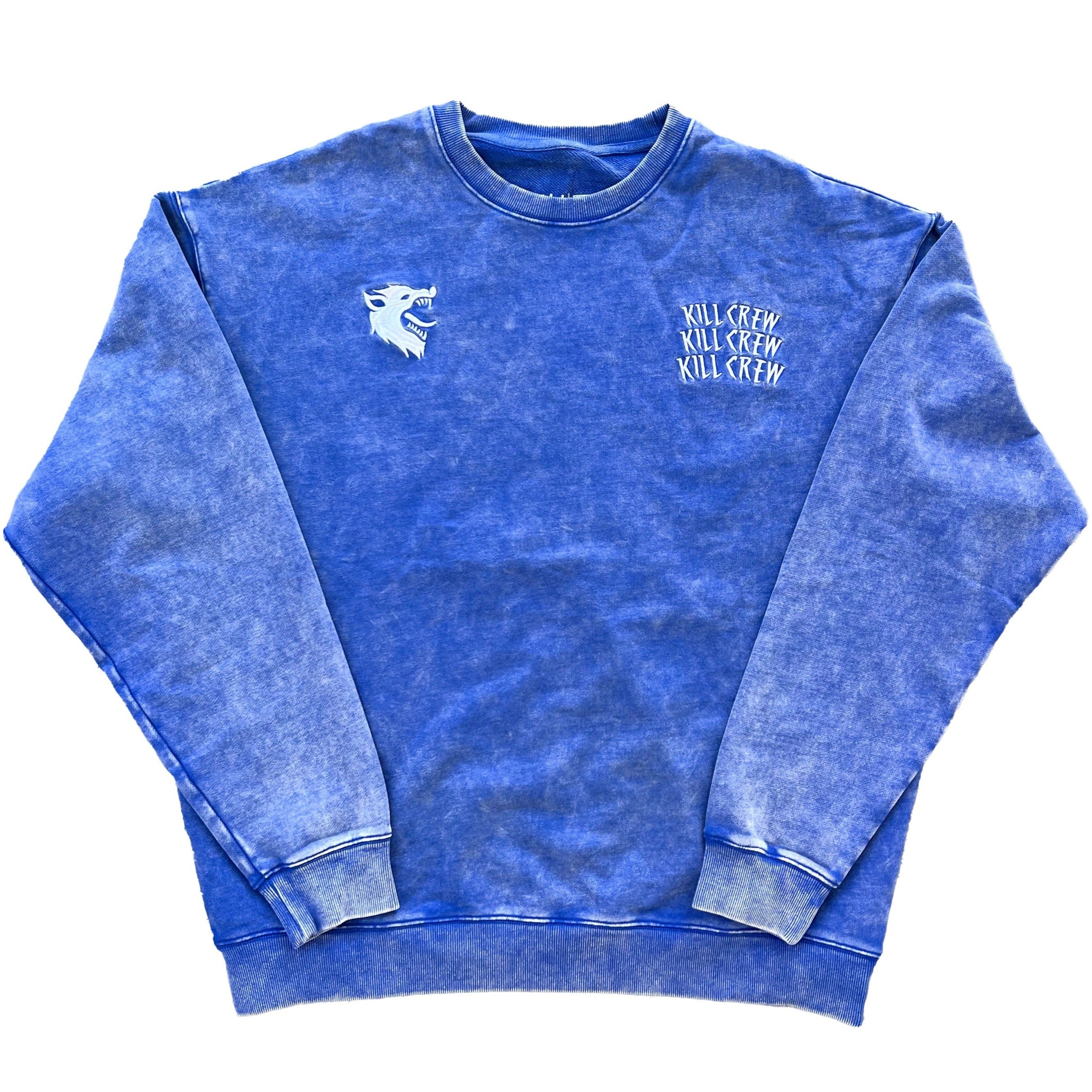 OVERSIZED HEAVYWEIGHT WOLF CREW NECK - BLUE – Kill Crew
