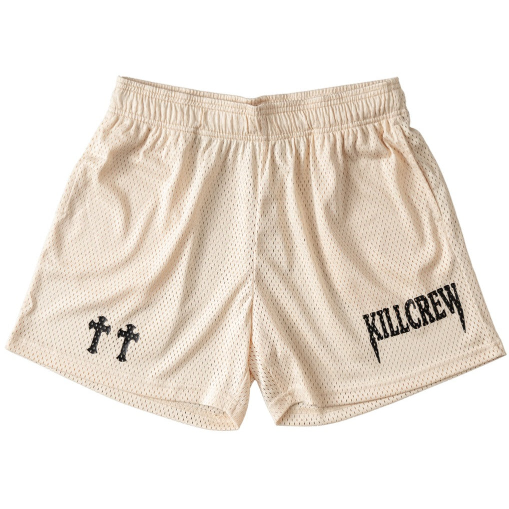 VENTED MESH SHORTS MEDIEVAL - CREAM / BLACK – Kill Crew