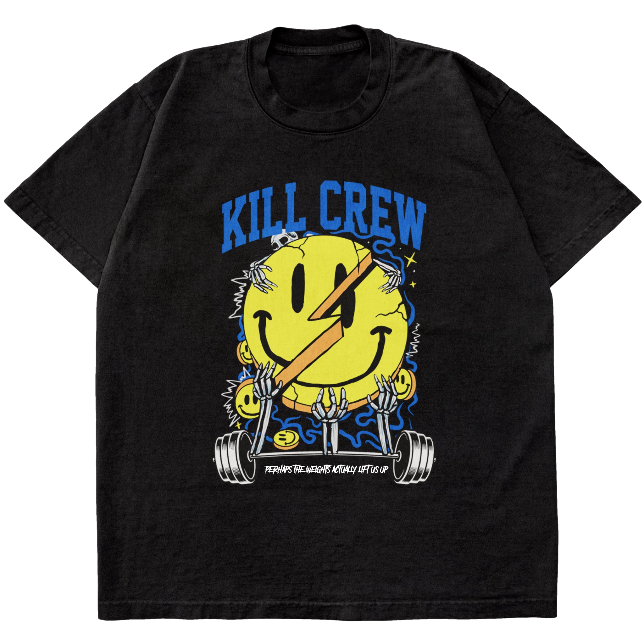 OVERSIZED "WEIGHTS LIFT US UP" T-SHIRT - BLACK – Kill Crew