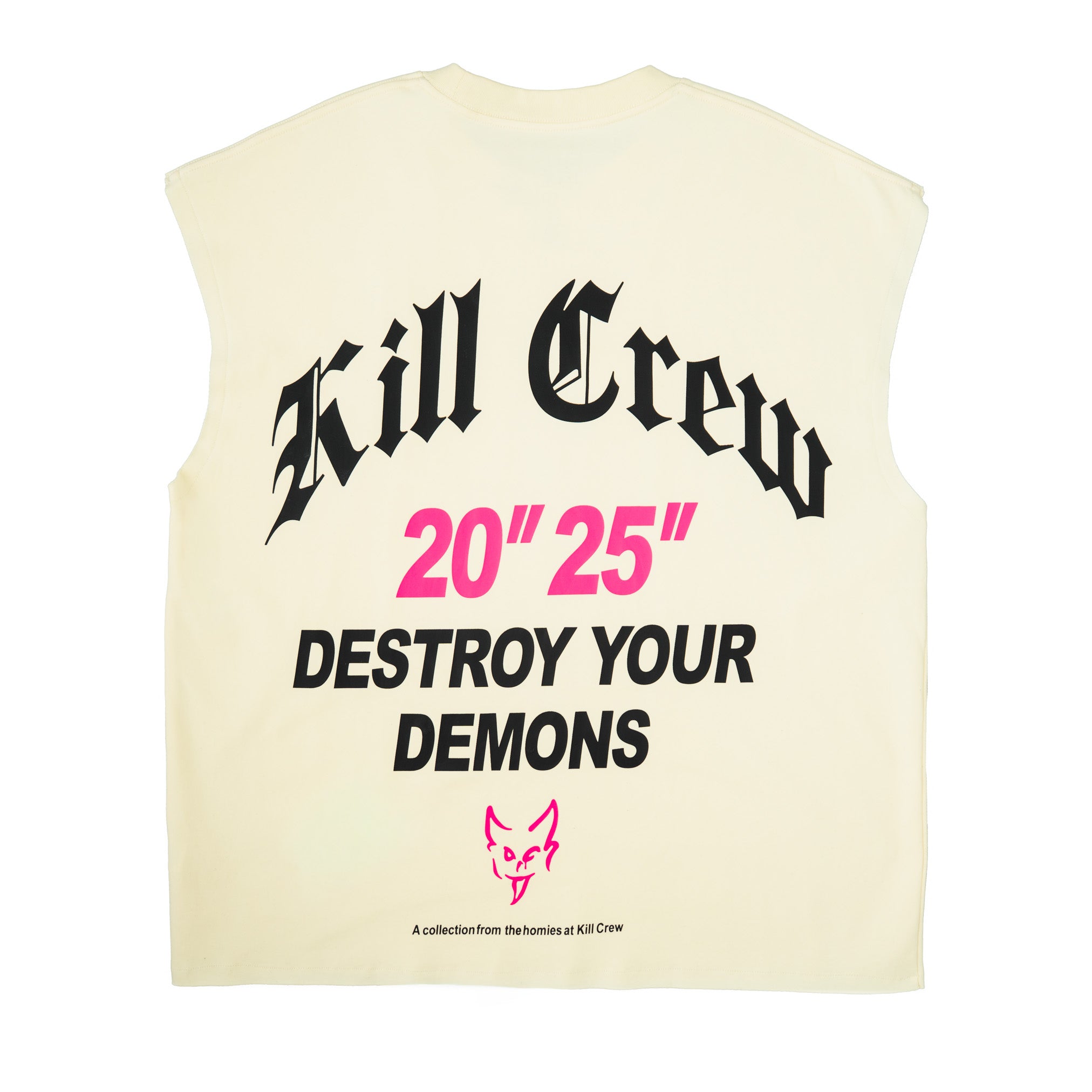 NATURAL COTTON CUTOFF "DESTROY" - CREAM – Kill Crew