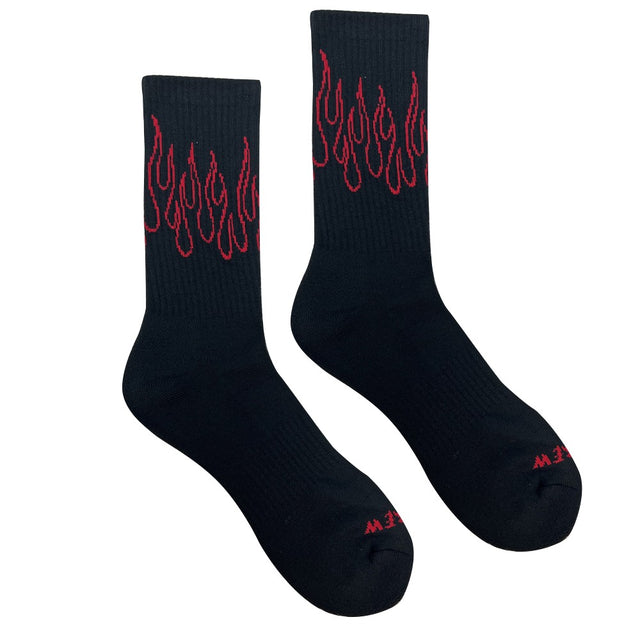 FLAME HIGH SOCKS - BLACK / RED – Kill Crew