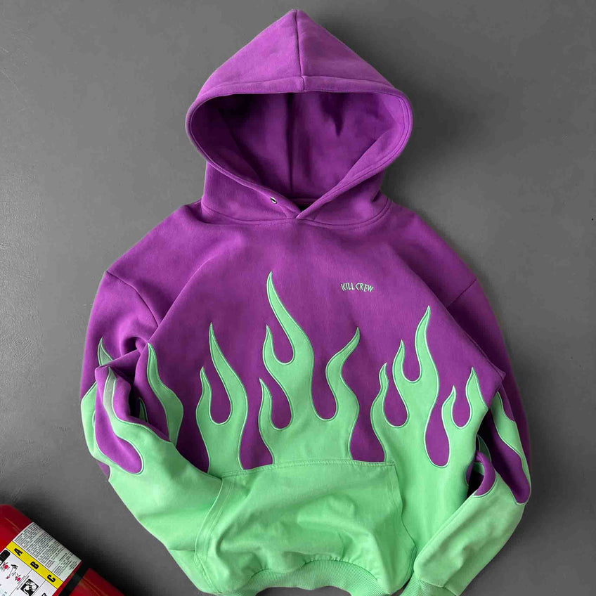 OVERSIZED PREMIUM HEATER HOODIE - PURPLE / GREEN – Kill Crew