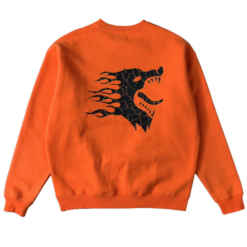 OVERSIZED LUX WAR WOLF CREW NECK - ORANGE / BLACK – Kill Crew