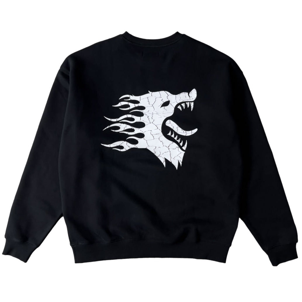 HEAVYWEIGHT LUX WAR WOLF CREW NECK - BLACK / WHITE - Kill Crew