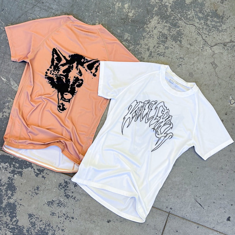 LONE WOLF SHORT SLEEVE RASH GUARD - BROWN - Kill Crew