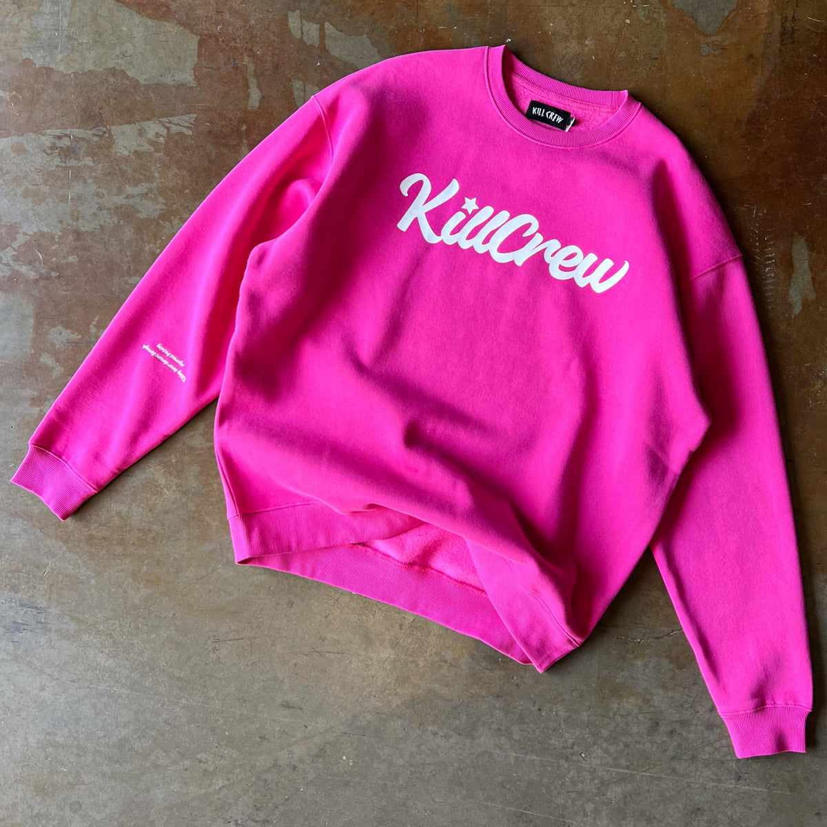 OVERSIZED LUX "SCRIPT" CREW NECK - PINK / WHITE - Kill Crew