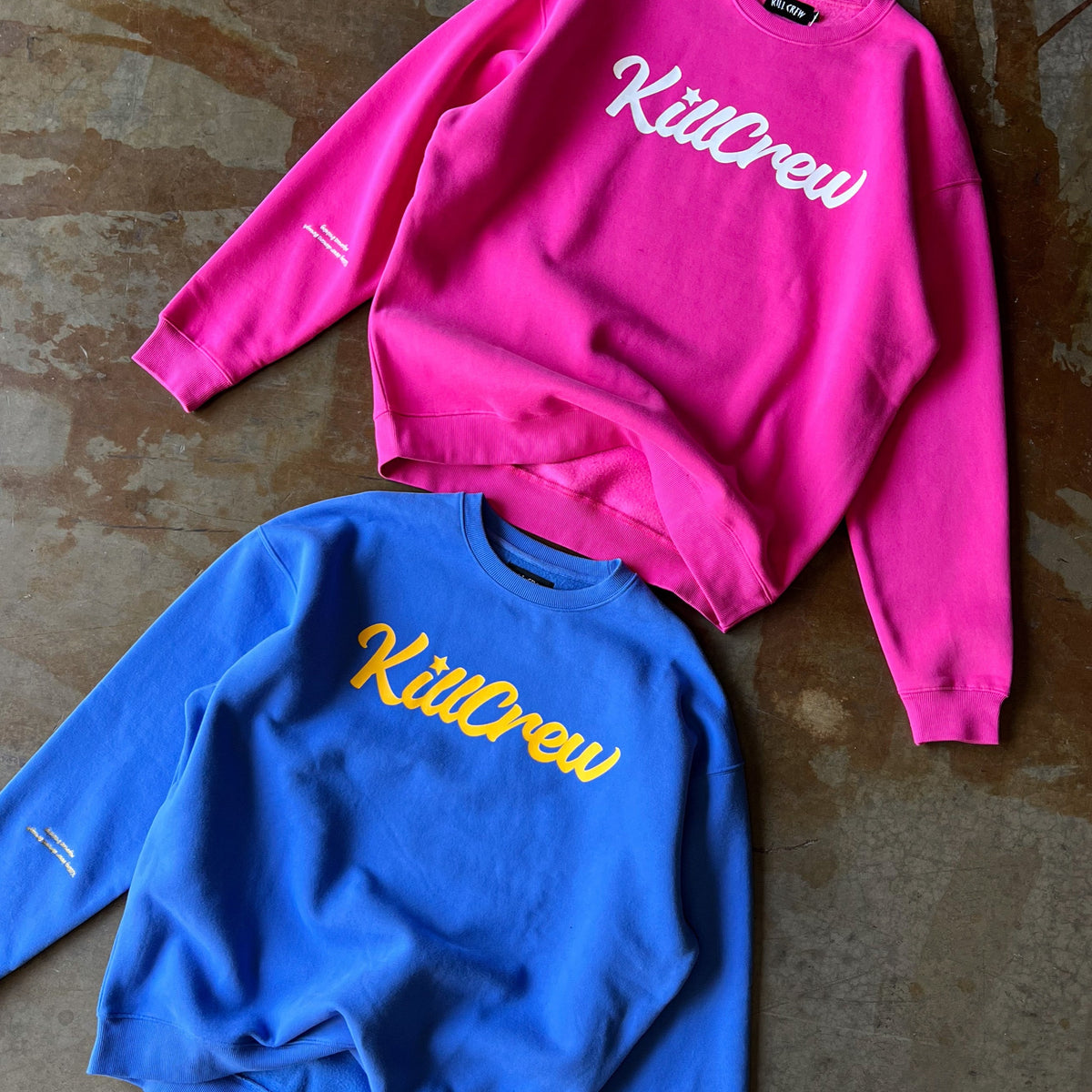 OVERSIZED LUX "SCRIPT" CREW NECK - BLUE / GOLD - Kill Crew