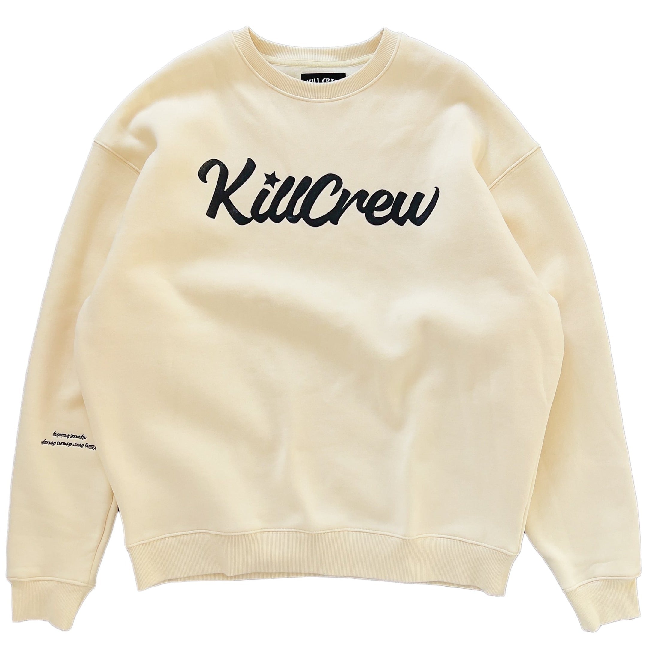 OVERSIZED LUX "SCRIPT" CREW NECK - CREAM / BLACK – Kill Crew