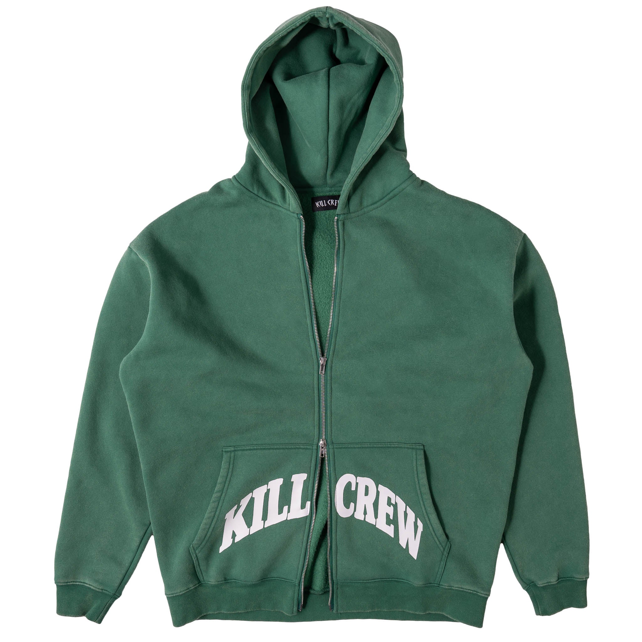 OVERSIZED LUX KILL CREW ZIP UP - GREEN / WHITE – Kill Crew