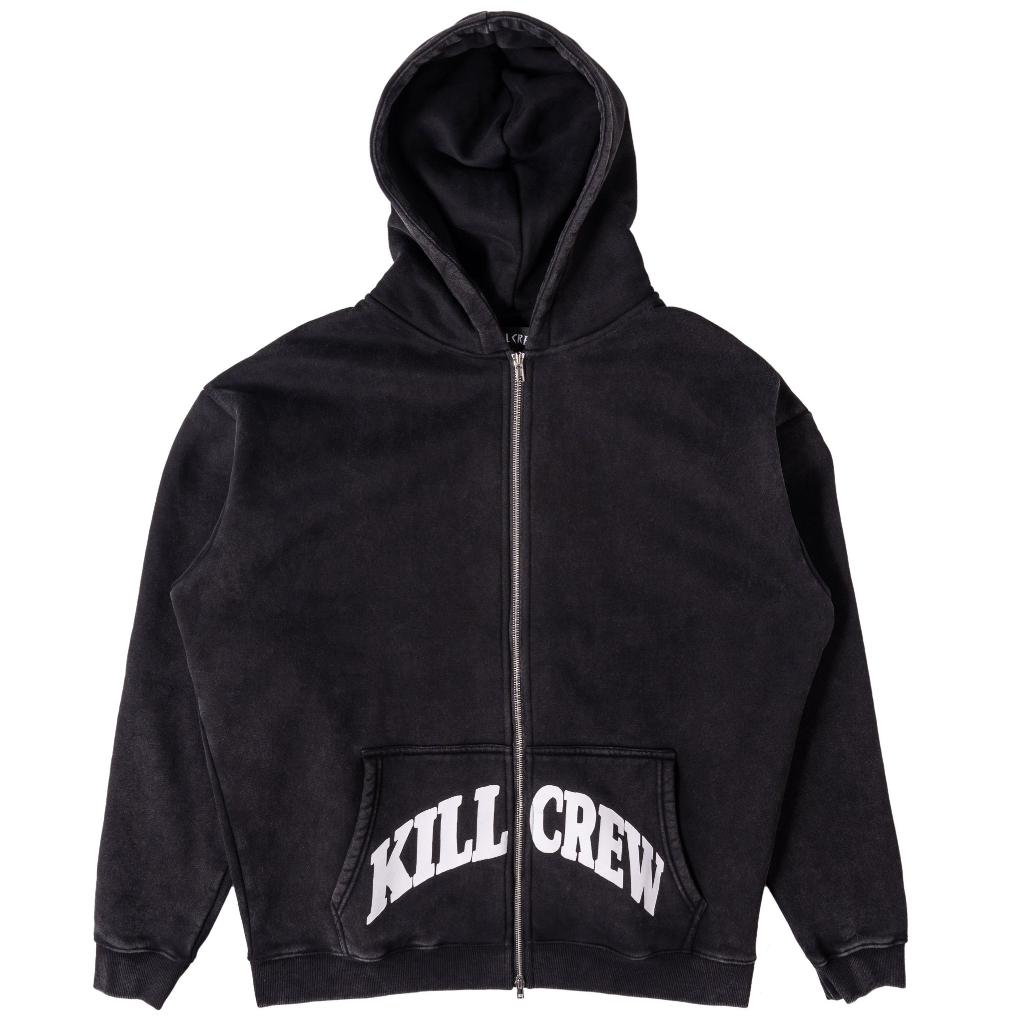 OVERSIZED LUX KILL CREW ZIP UP - BLACK / WHITE – Kill Crew