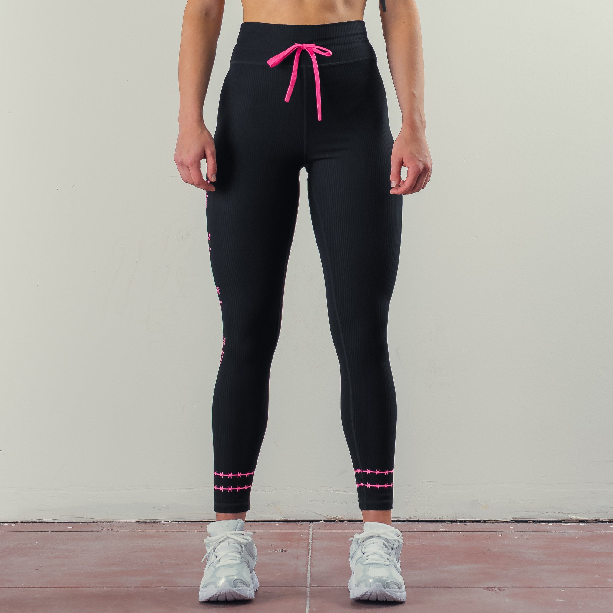 RIBBED WOLF LEGGINGS - BLACK / PINK – Kill Crew