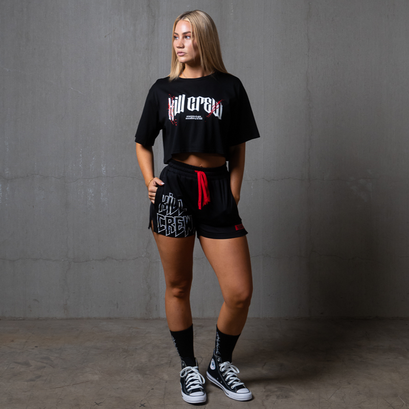 WOLF CROP TOP - WHITE / BLACK - Kill Crew