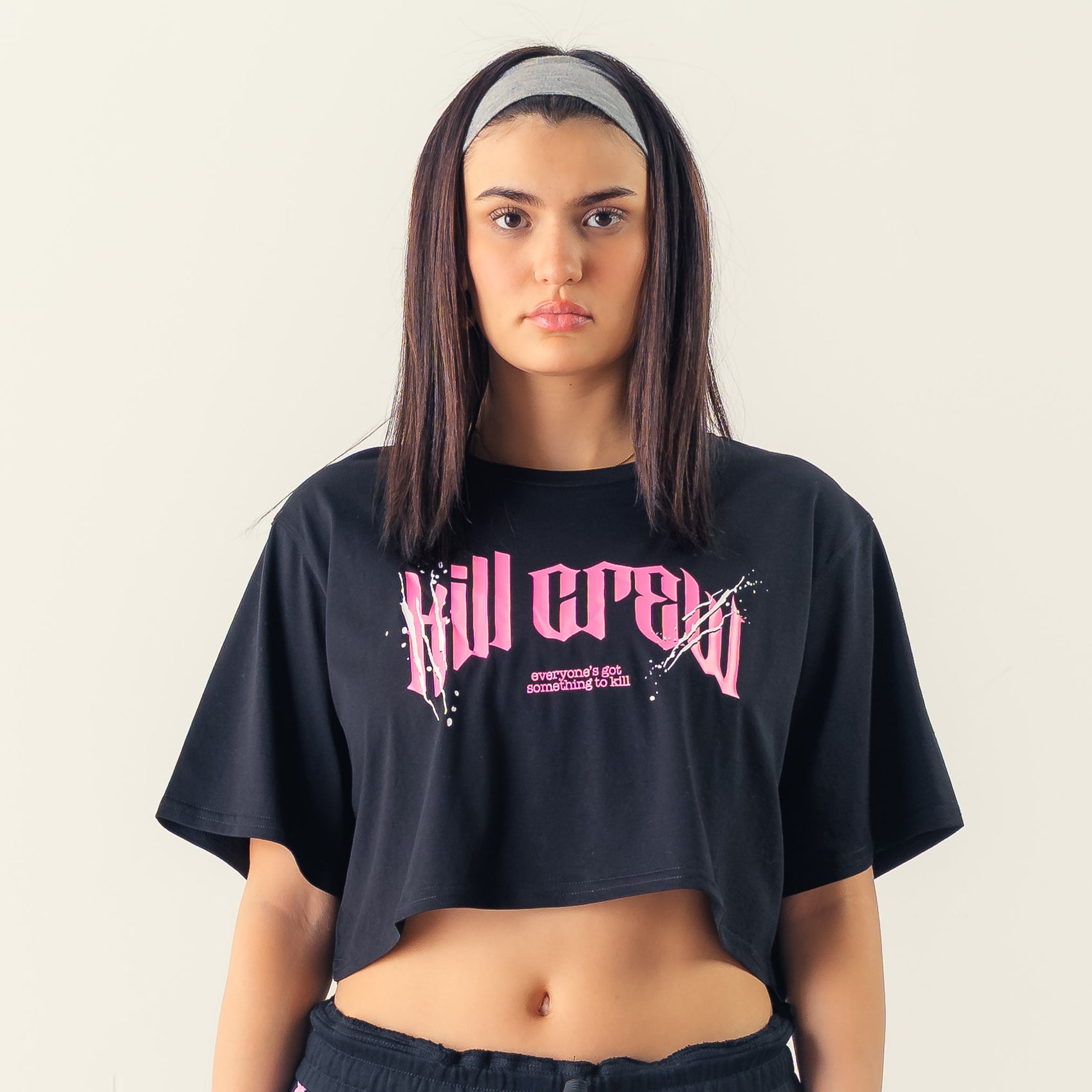 CLASSIC CROP TOP - BLACK / PINK – Kill Crew