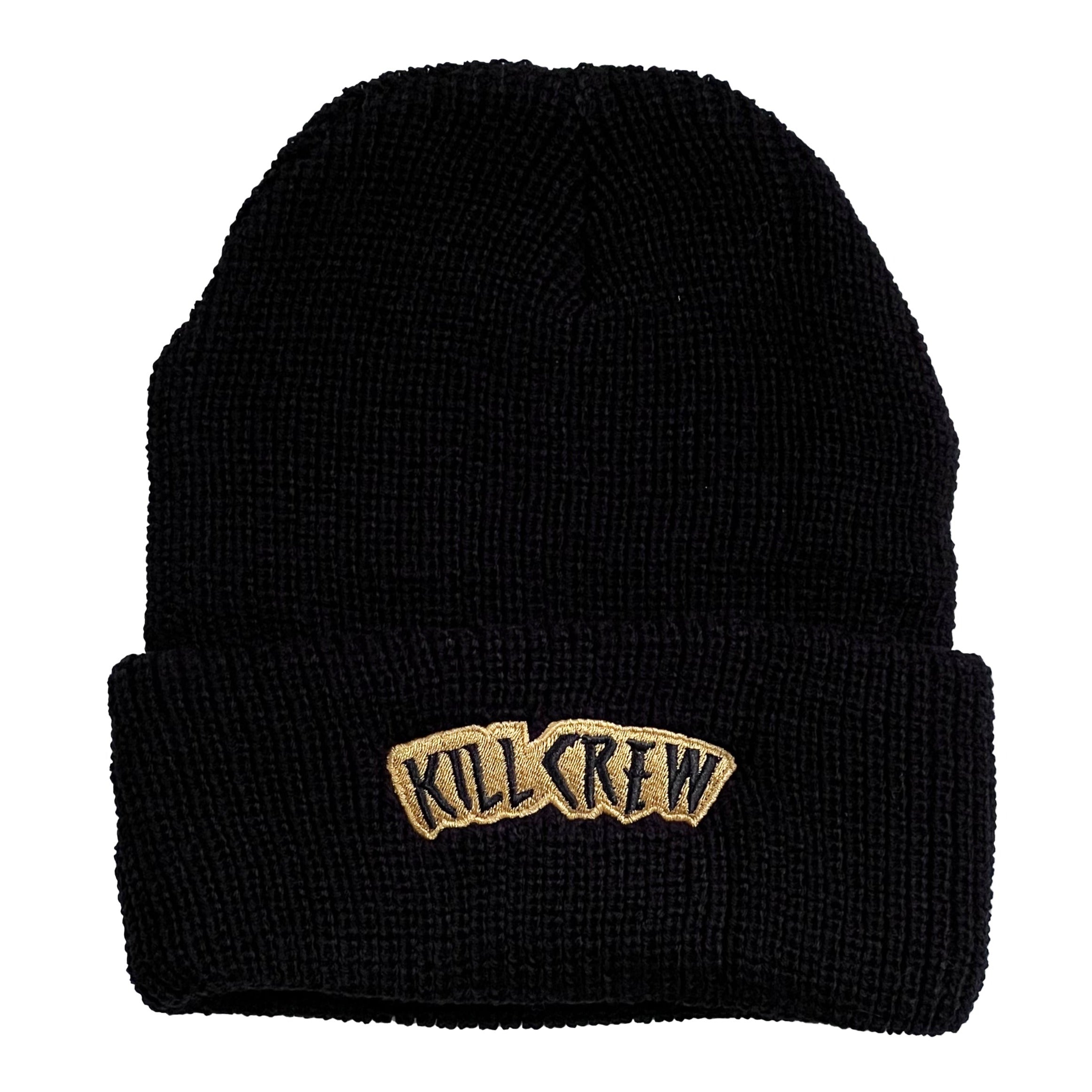EMBROIDERED CUFFED BEANIE - BLACK / GOLD – Kill Crew