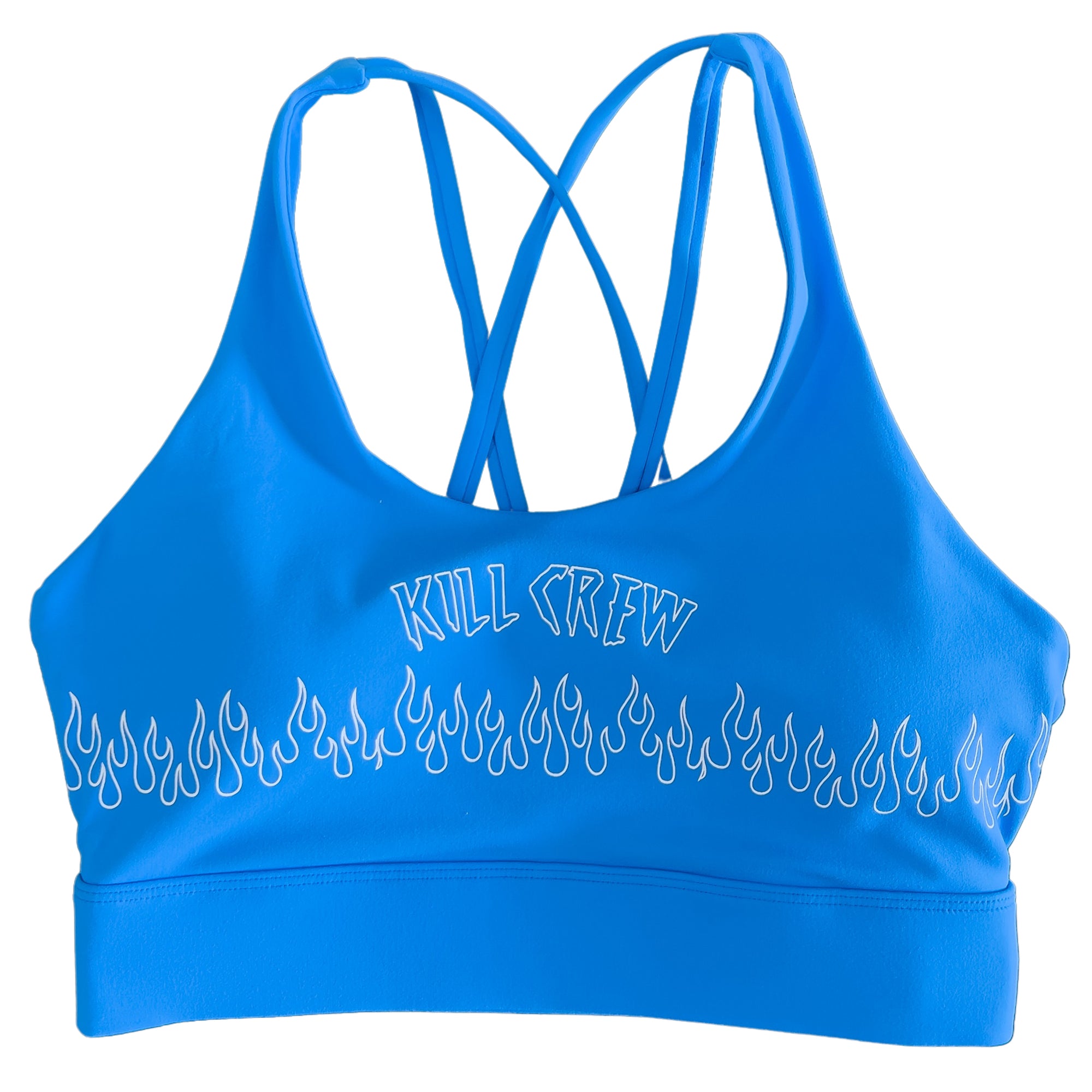 FLAME HIGH SUPPORT SPORTS BRA - BLUE / WHITE – Kill Crew
