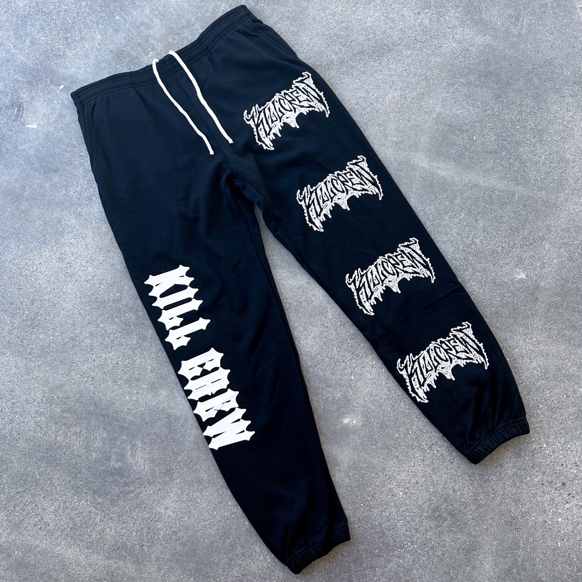 HEAVYWEIGHT LUX "METAL" SWEATPANTS - BLACK / WHITE – Kill Crew