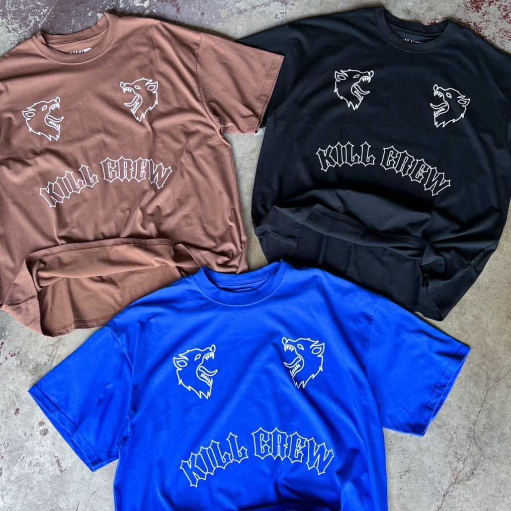 OVERSIZED "TWO WOLVES" T-SHIRT - BLUE - Kill Crew