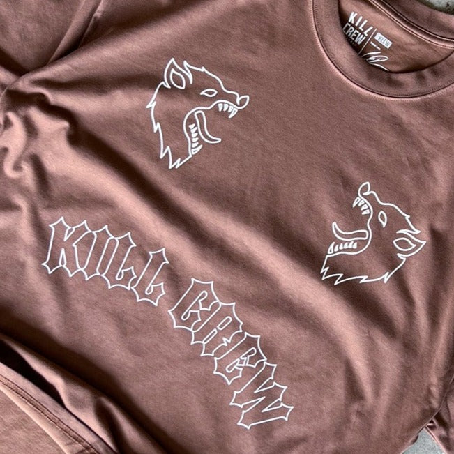 OVERSIZED "TWO WOLVES" T-SHIRT - BROWN - Kill Crew