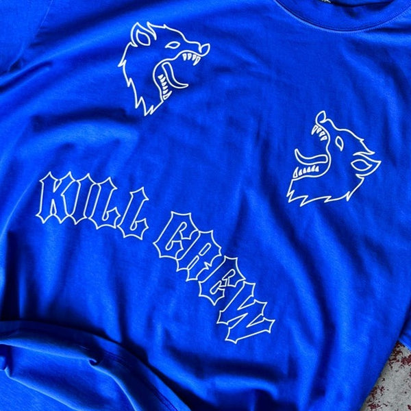 OVERSIZED "TWO WOLVES" T-SHIRT - BLUE - Kill Crew