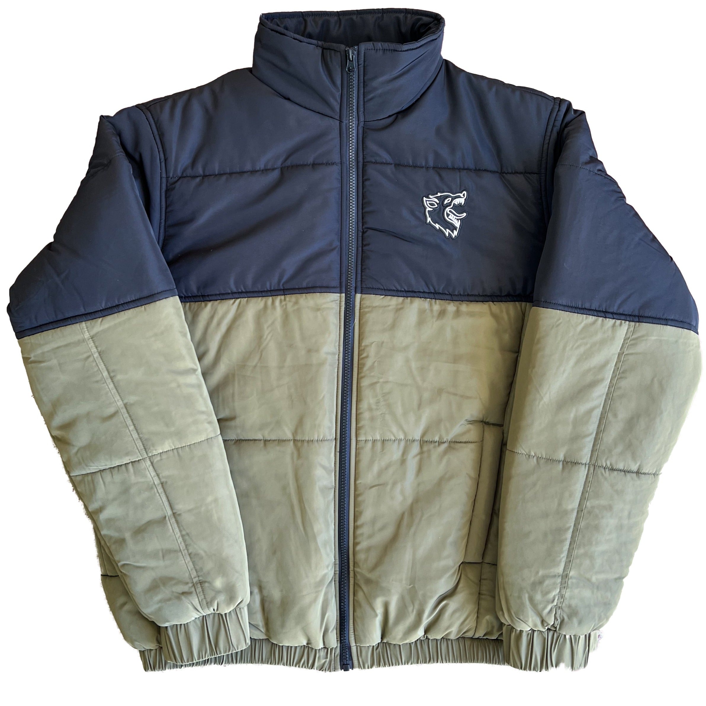WOLF PUFFER JACKET - OLIVE / BLACK – Kill Crew