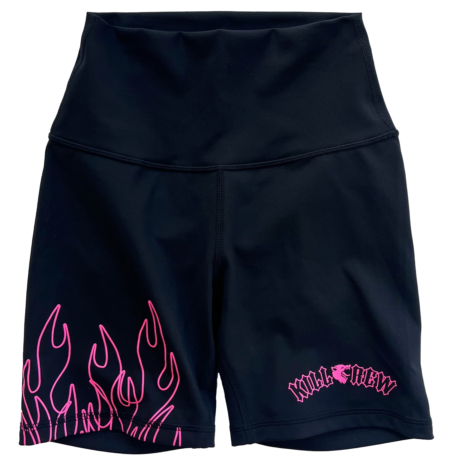 SCRUNCH FLAMES BIKER SHORTS - BLACK / PINK – Kill Crew