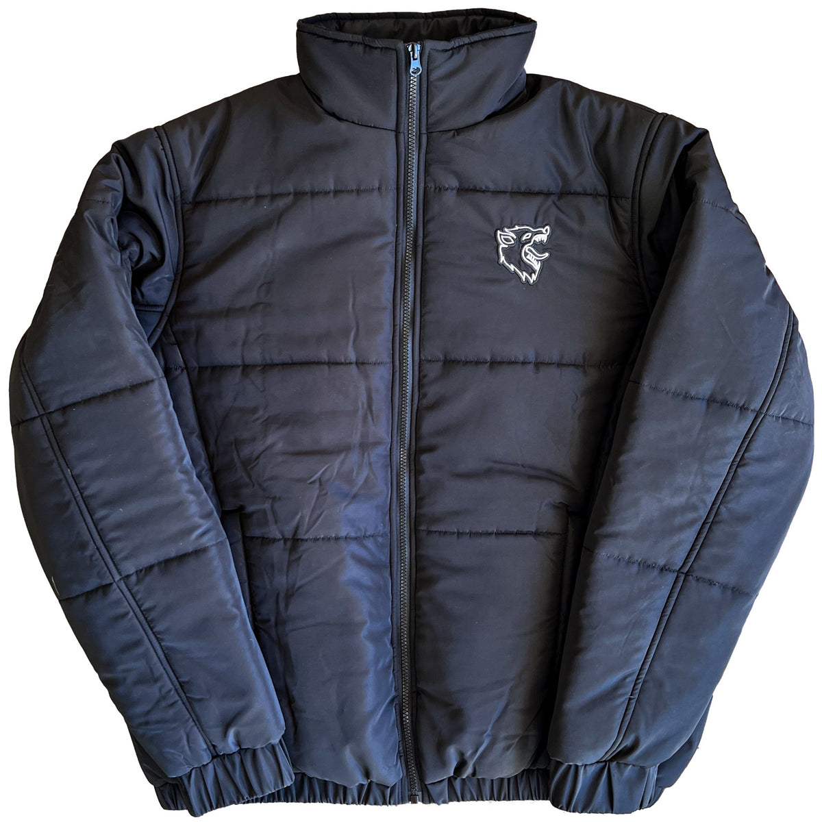 WOLF PUFFER JACKET - BLACK / WHITE - Kill Crew