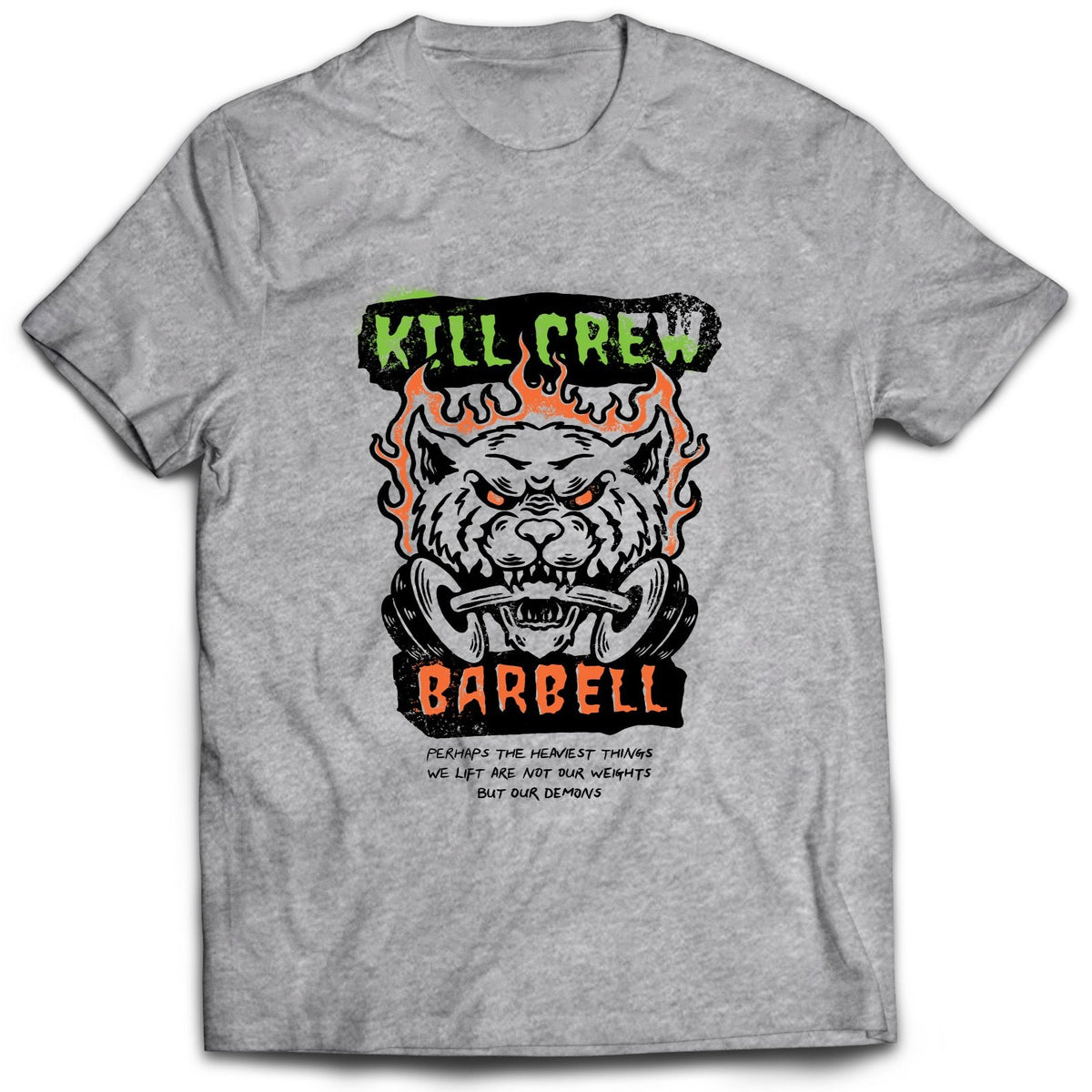 KILL CREW BARBELL T SHIRT - GREY - Kill Crew