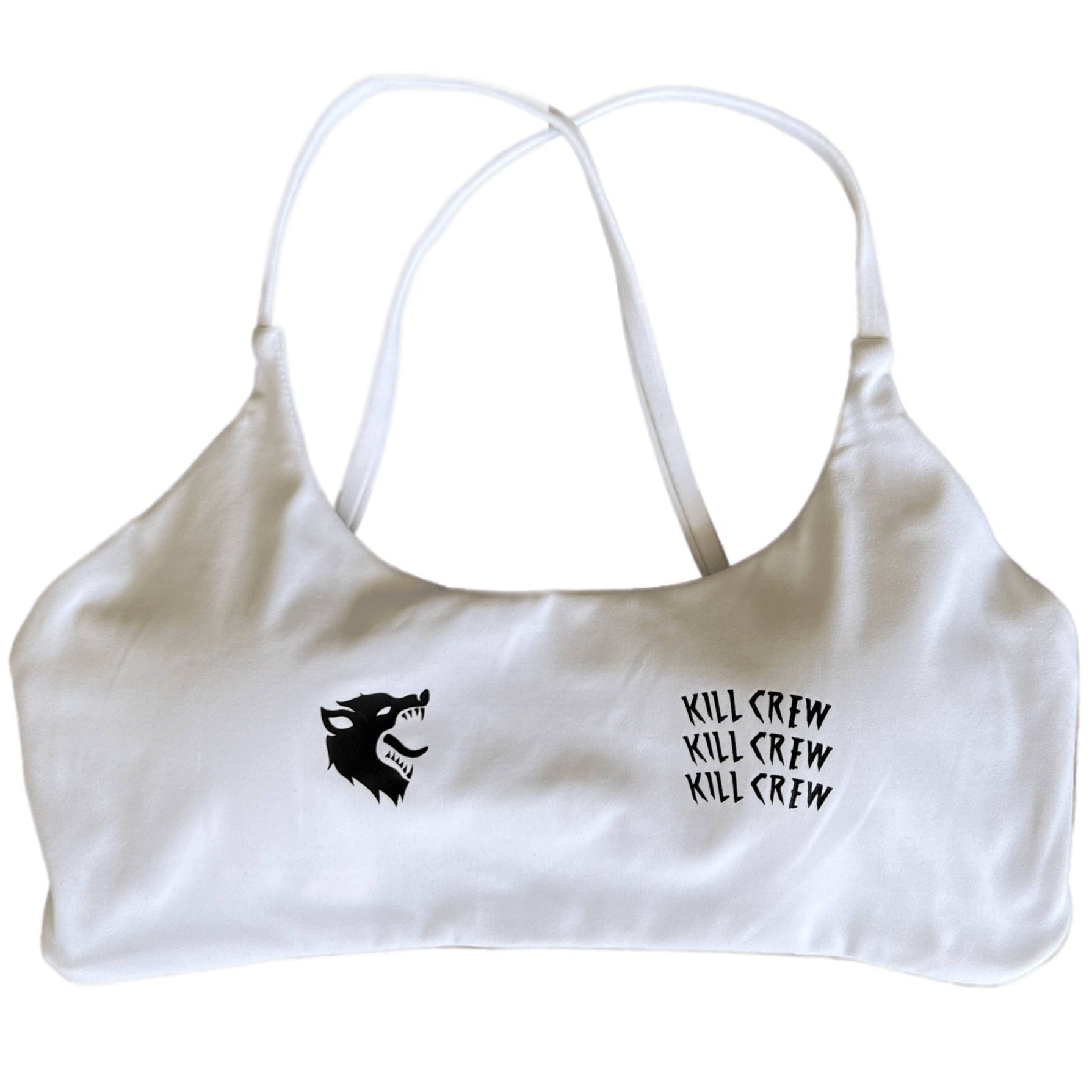 WOLF LOW SUPPORT SPORTS BRA - WHITE / BLACK - Kill Crew