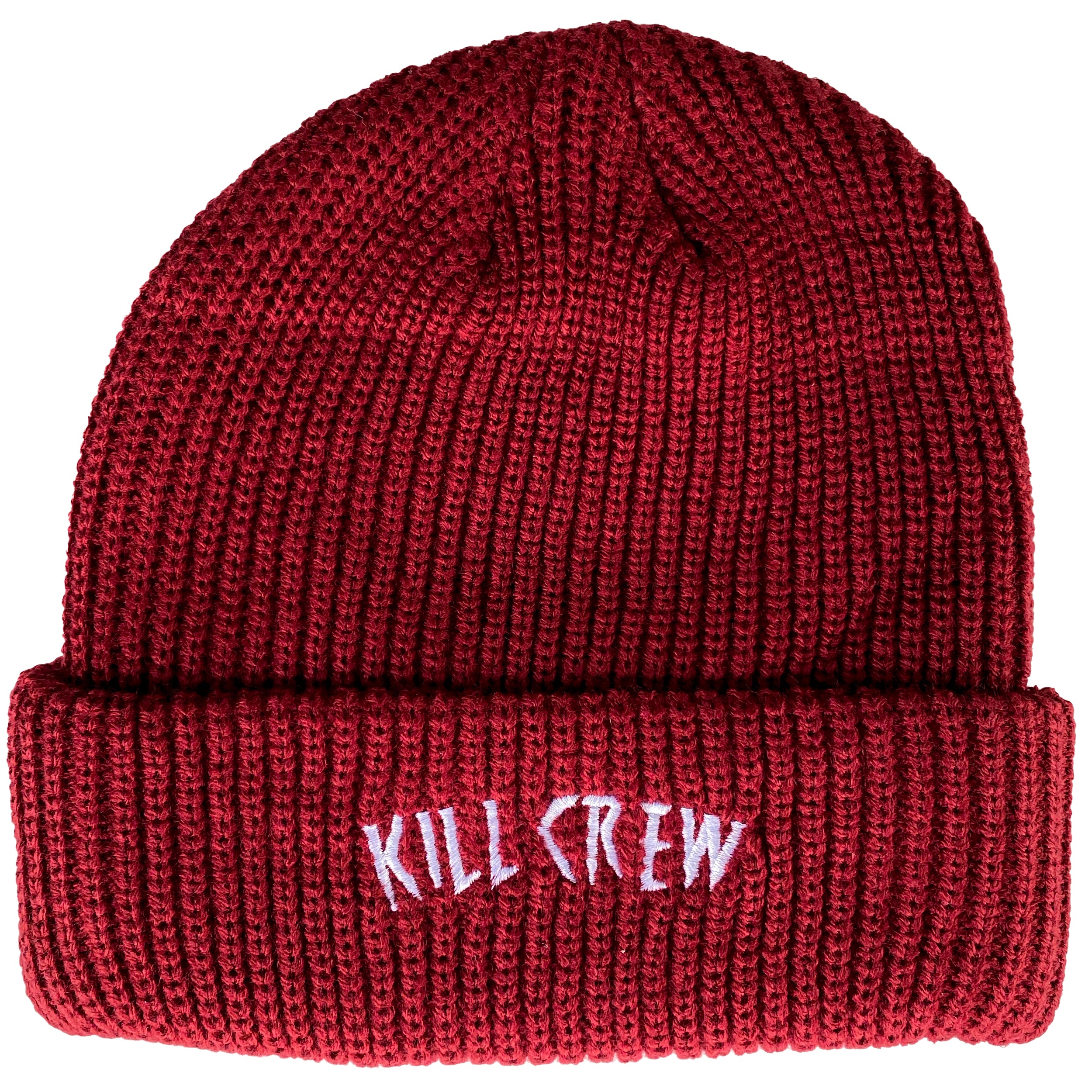 EMBROIDERED CUFFED BEANIE - BURGUNDY – Kill Crew