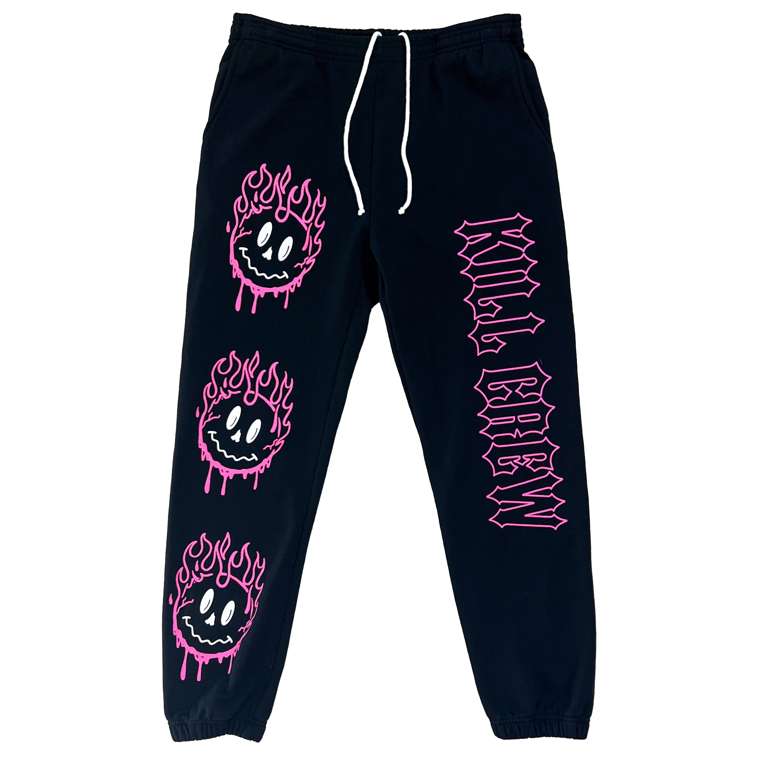 HEAVYWEIGHT LUX SMILEY SWEATPANTS FLAME - BLACK / PINK - Kill Crew