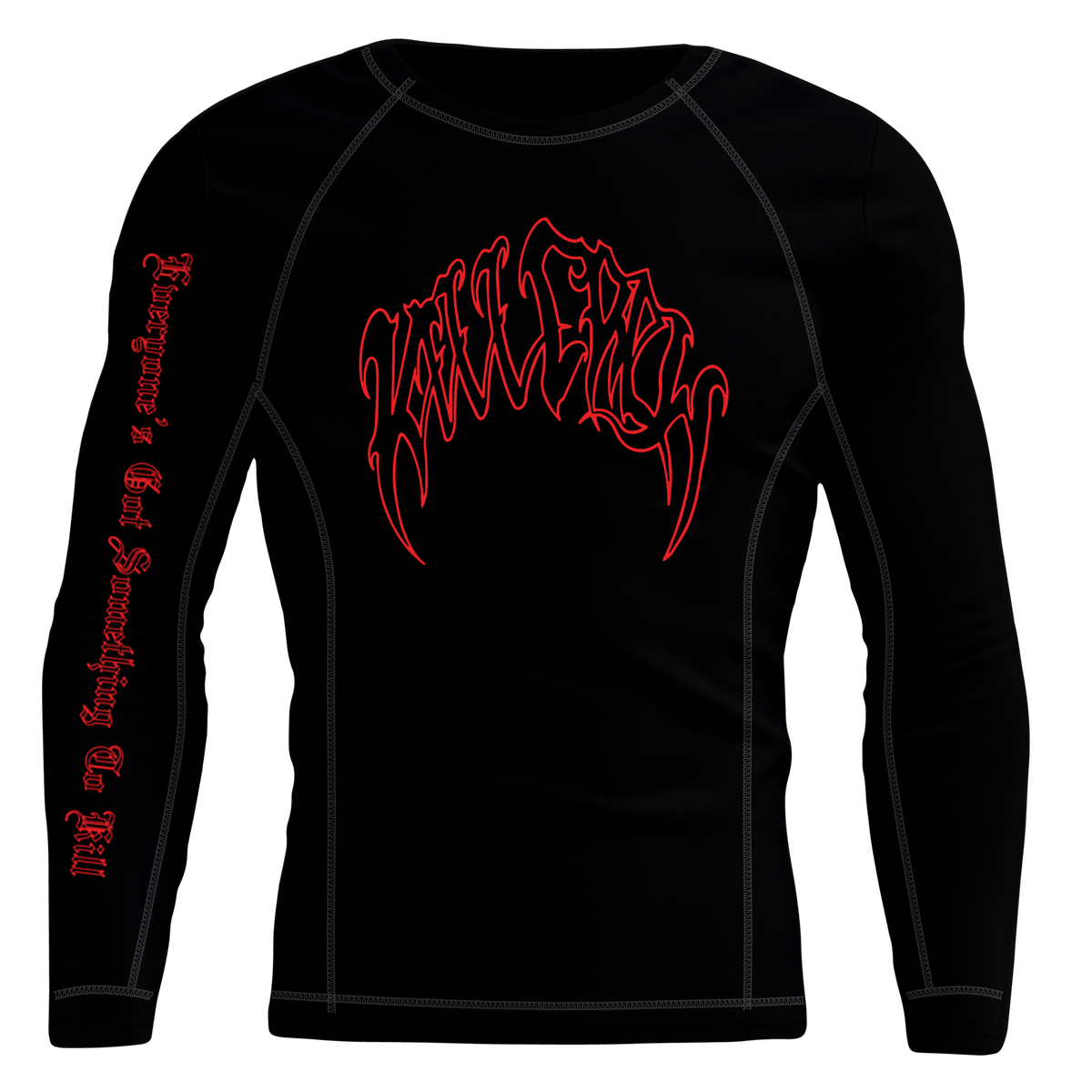 LONE WOLF RASH GUARD - BLACK / RED - Kill Crew