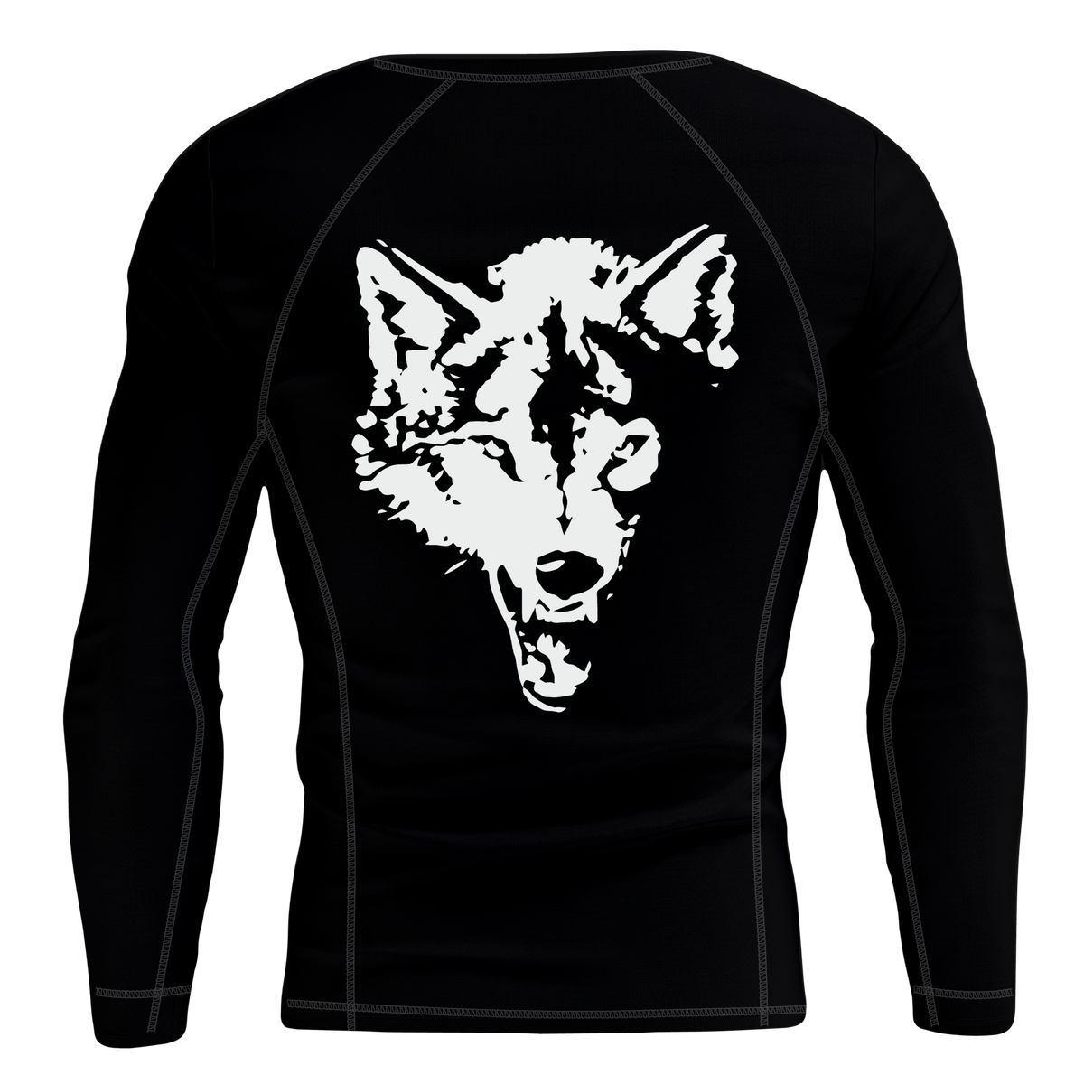 LONE WOLF RASH GUARD - BLACK / WHITE - Kill Crew